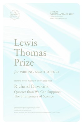 "2006 LEWIS THOMAN PRIZE" by The Rockefeller University