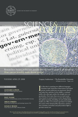 "SCIENCE AND POLITICS" by The Rockefeller University