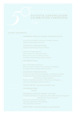 "CONVOCATION SYMPOSIUM" by The Rockefeller University