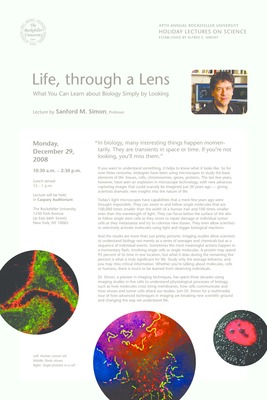 "MIRSKY HOLIDAY LECTURES ON SCIENCE 2008" by The Rockefeller University